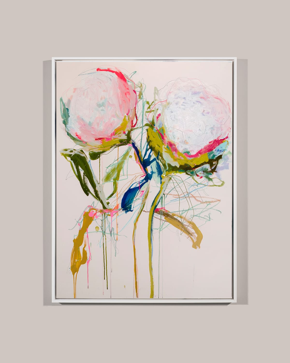 Yoffi "Blue Monstera" Framed Giclee | Neiman Marcus