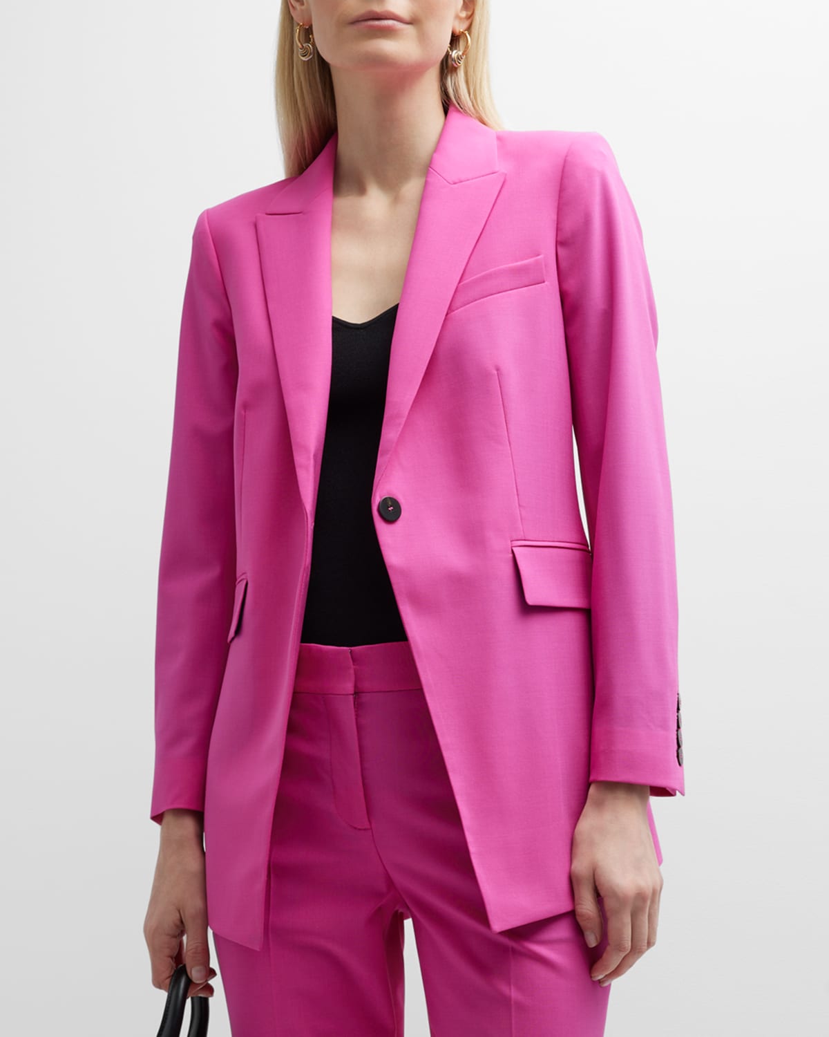 Theory Etiennette Rounded Cutaway Wool Blazer | Neiman Marcus