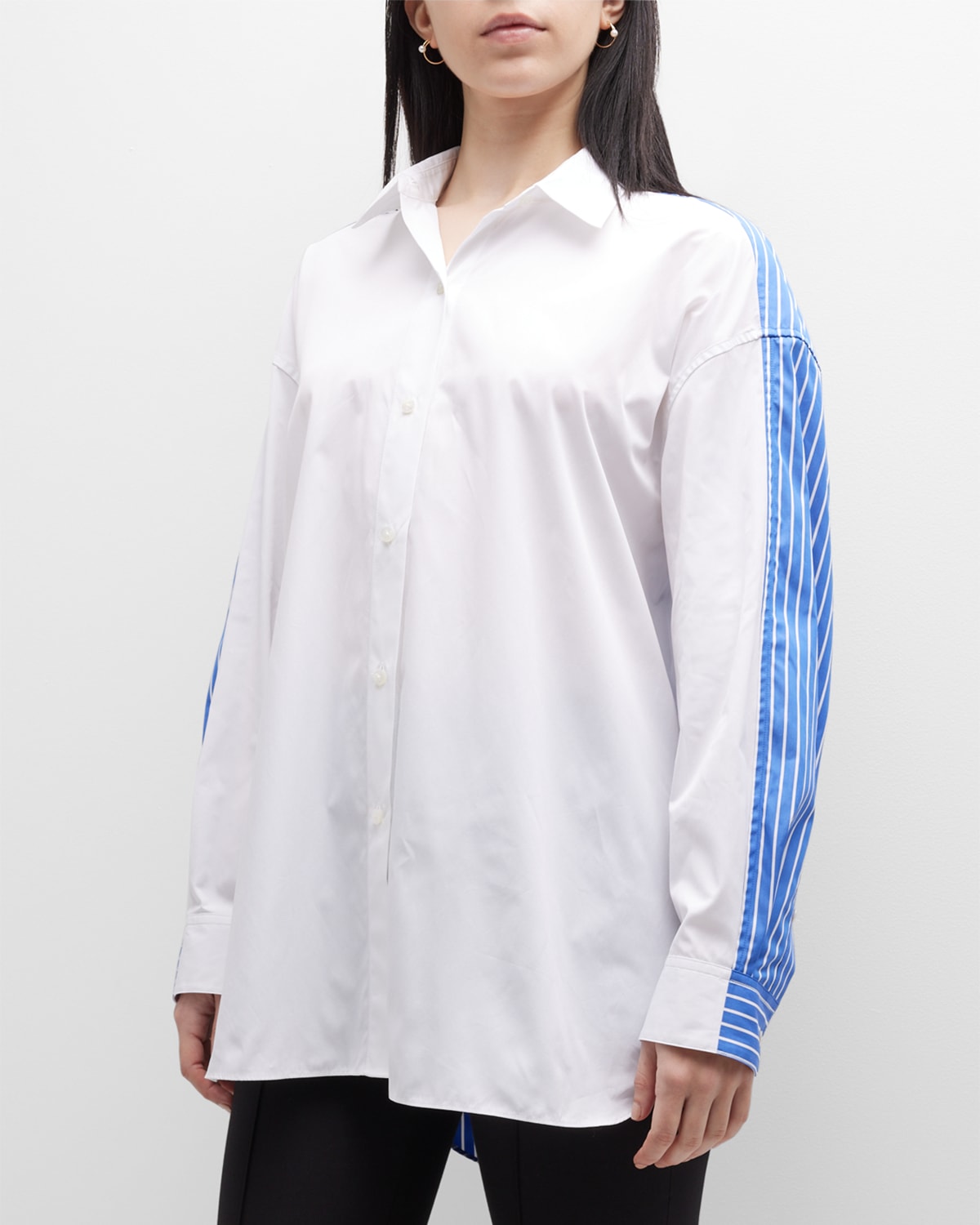 WOERA Open-Back Button-Front Linen Shirt | Neiman Marcus