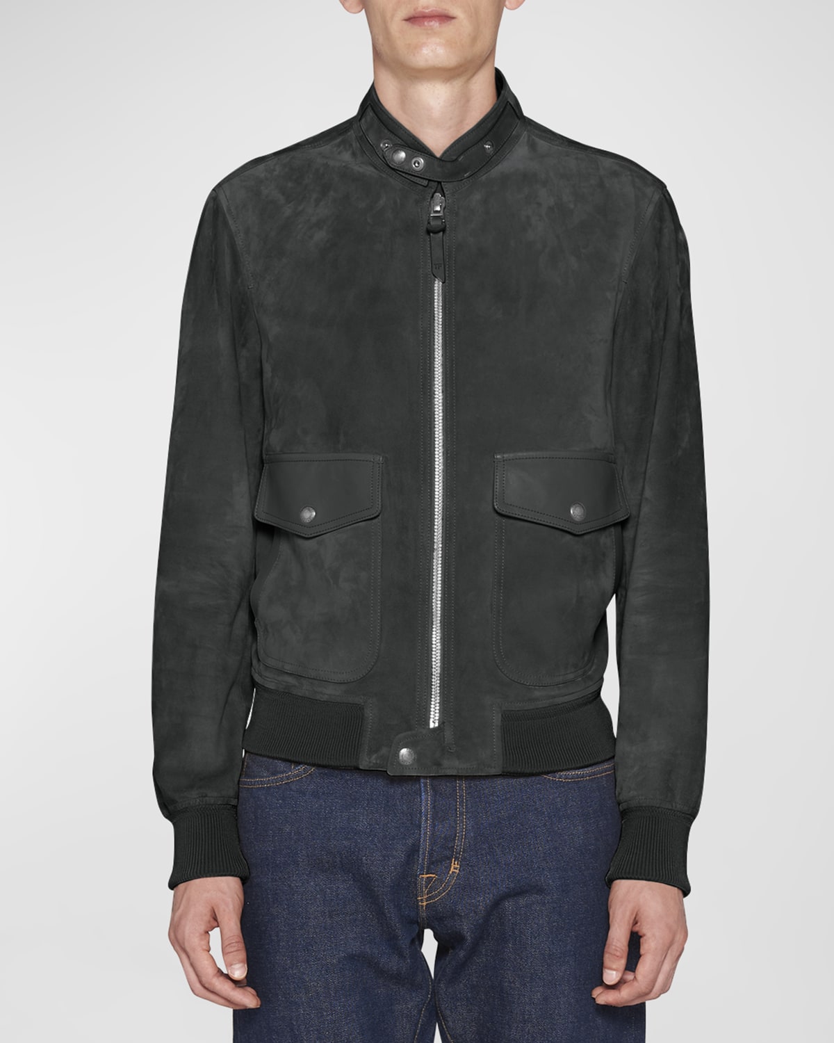 TOM FORD Men's Brushed Suede Western Blouson Jacket | Neiman Marcus