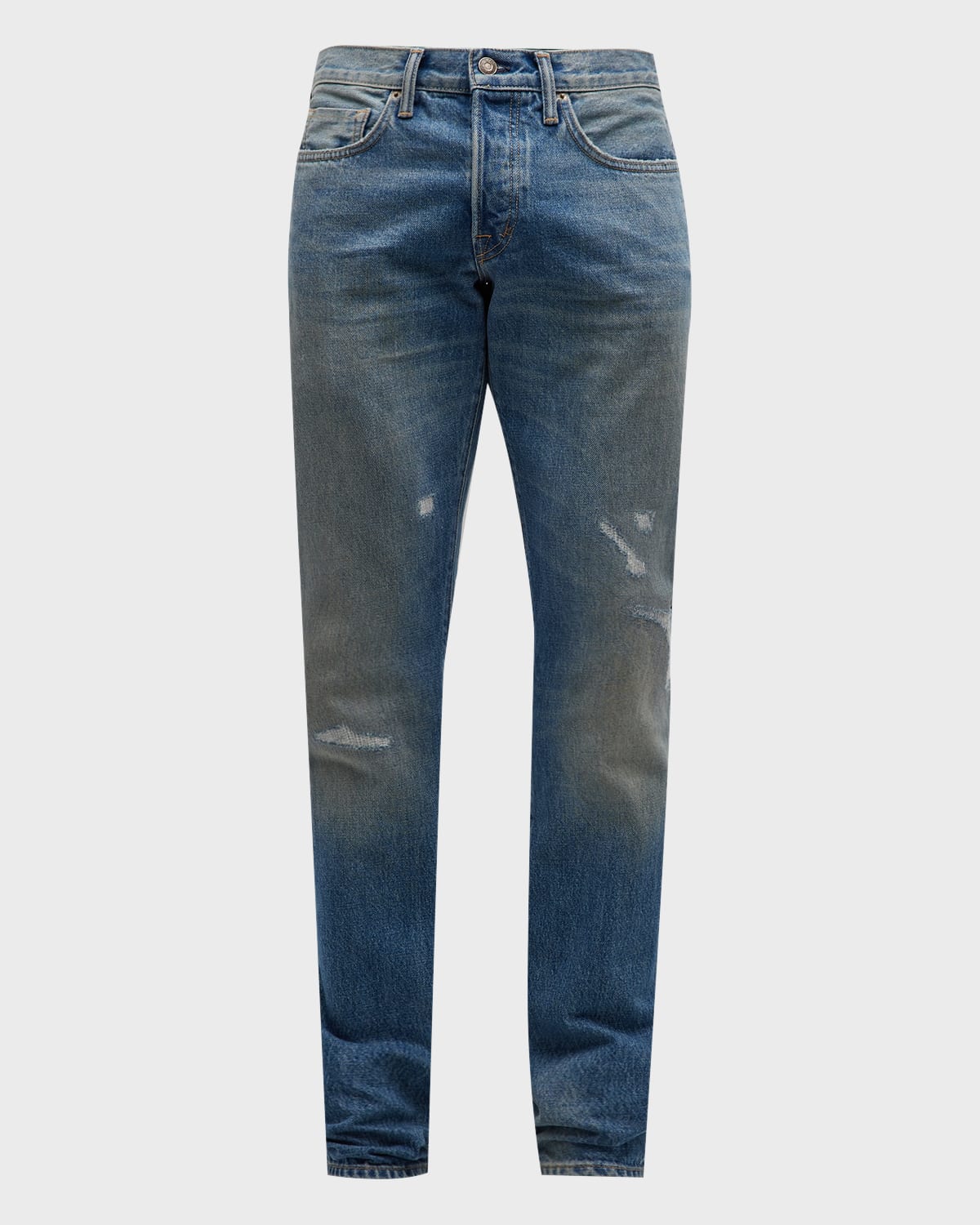 TOM FORD Men's Distressed Selvedge Denim Jeans | Neiman Marcus