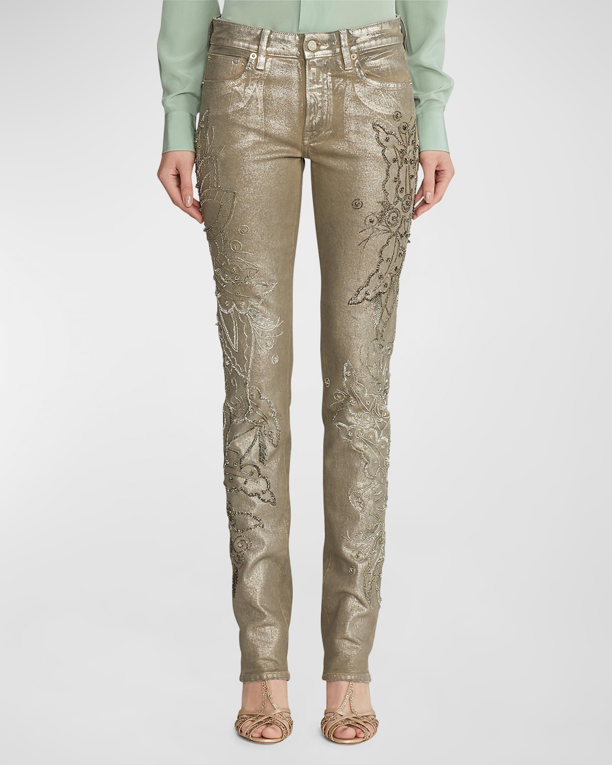 Ralph Lauren Collection 750 Crystal-Embellished Skinny-Leg Ankle ...