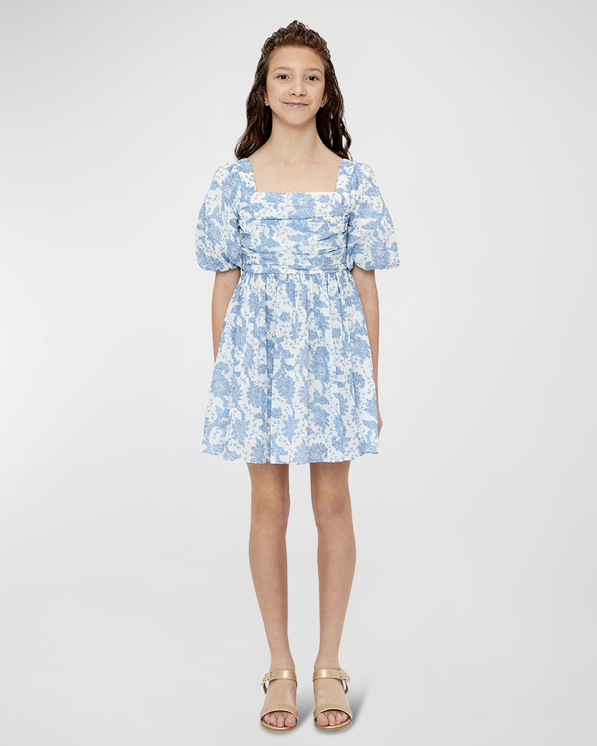 Bardot Junior Girl's Iris Puff Sleeve Mini Broderie Dress, Size 8-14 ...