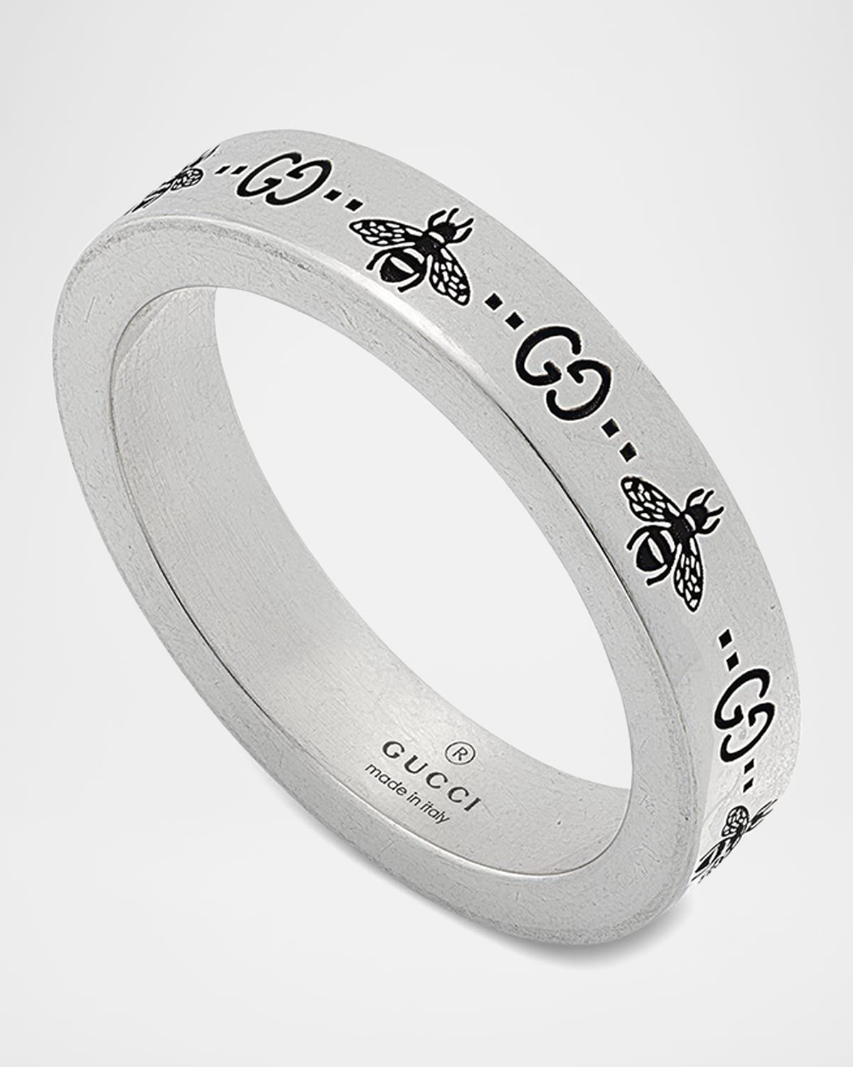 Gucci Men's GG and Bee Band Ring, 6mm | Neiman Marcus