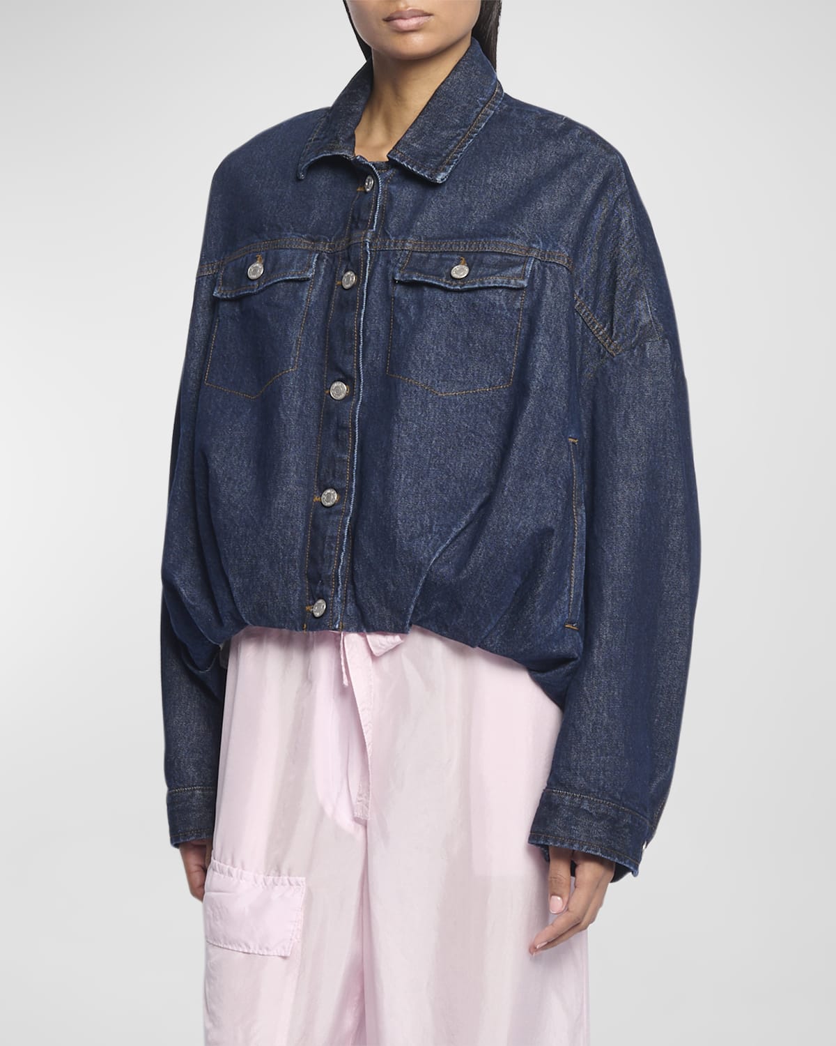 Dries Van Noten Vesto Gathered Mesh Short Jacket | Neiman Marcus