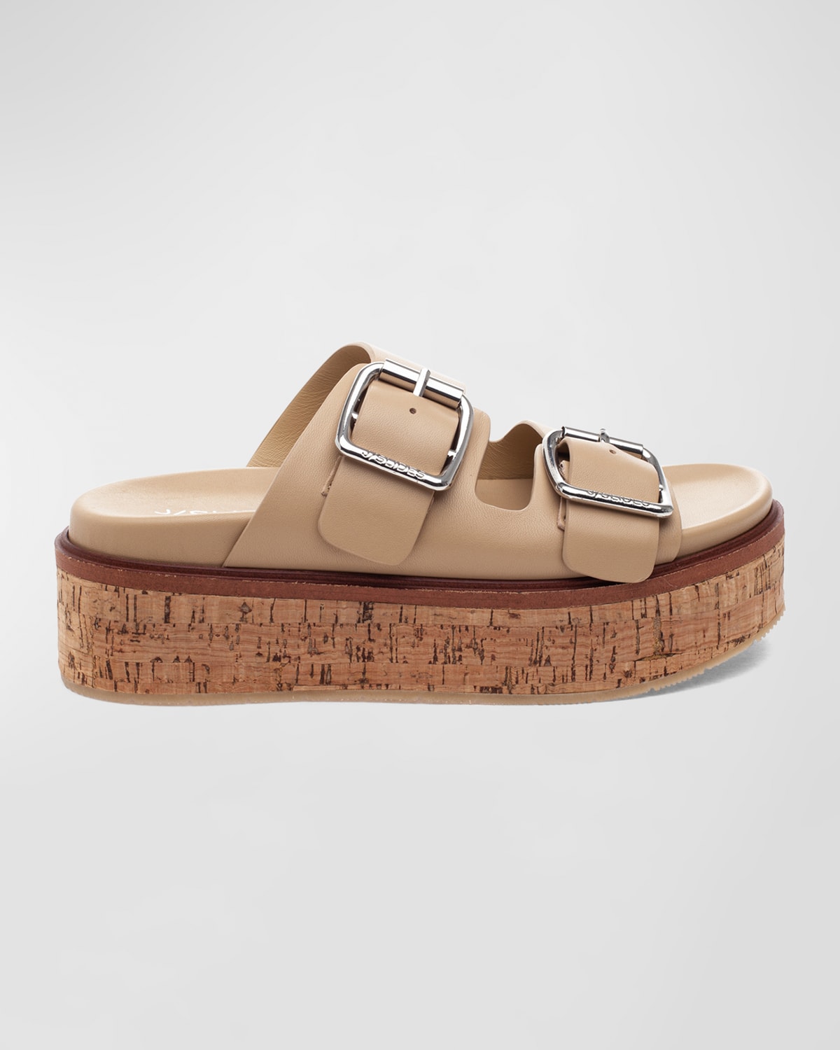 Fendi F Buckle Leather Slide Sandals | Neiman Marcus