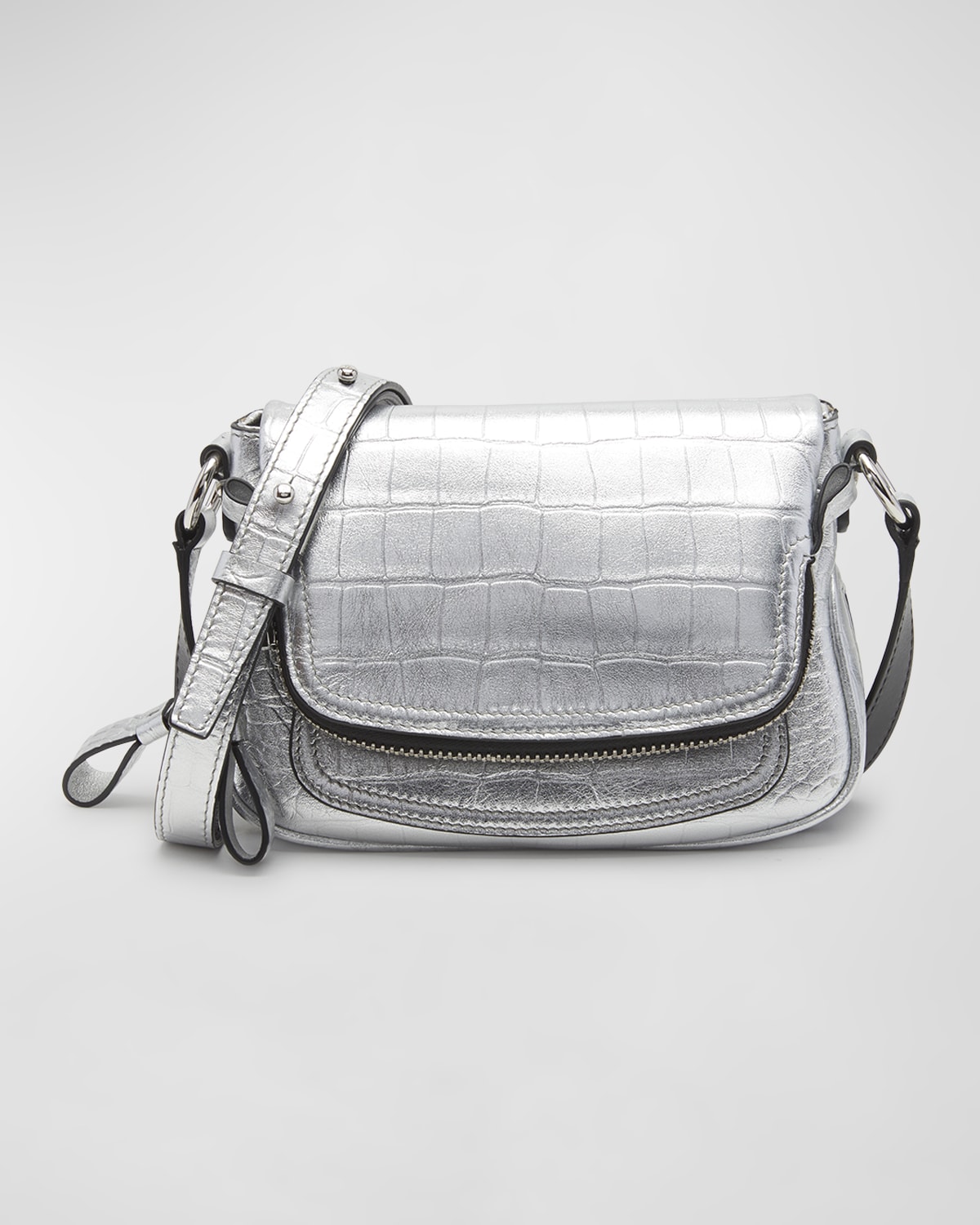 TOM FORD Mini Metallic Croc-Embossed Top-Handle Bag | Neiman Marcus