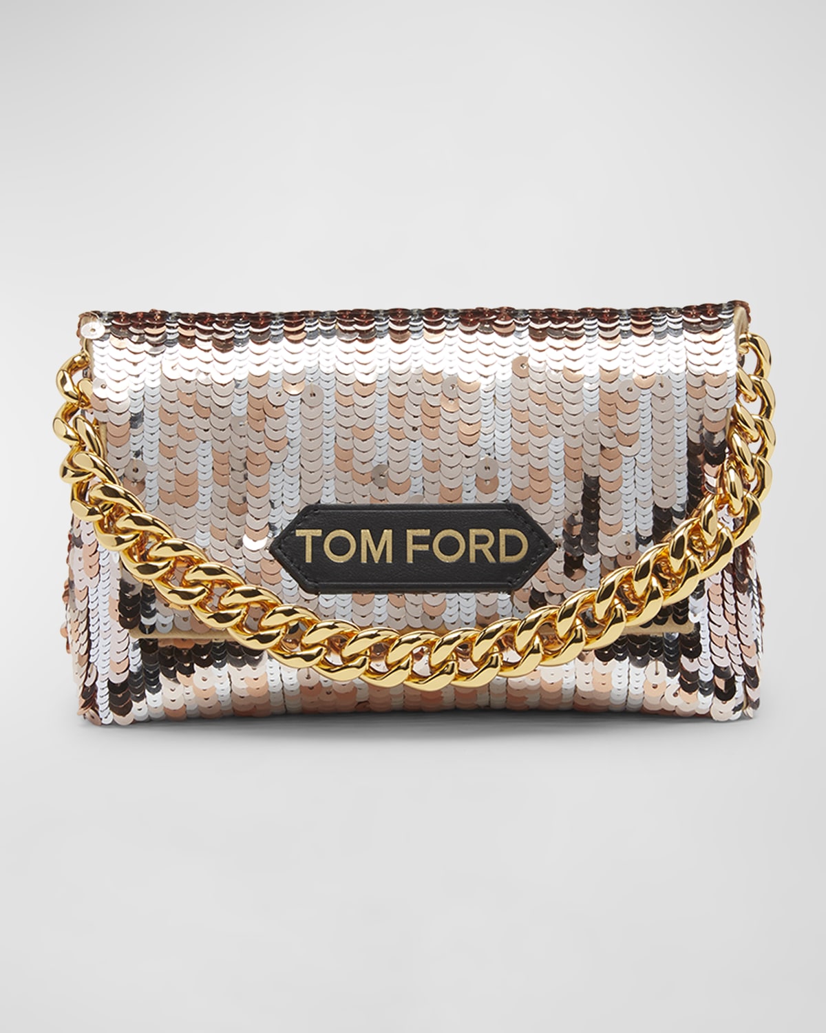 TOM FORD Label Mini Denim Chain Top-Handle Bag | Neiman Marcus
