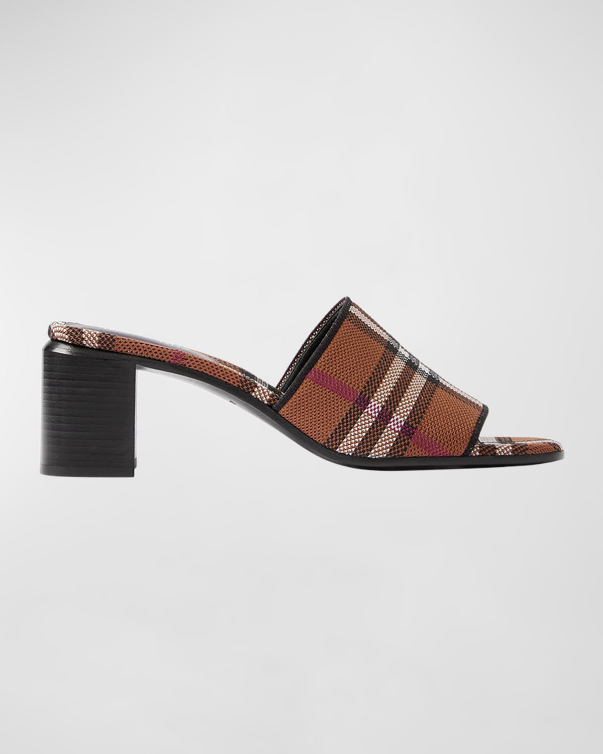 Burberry Winnie Block-Heel Leather Mules | Neiman Marcus