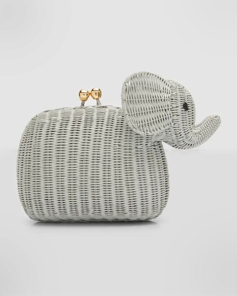 Serpui Charles Cat Wicker Clutch Bag | Neiman Marcus