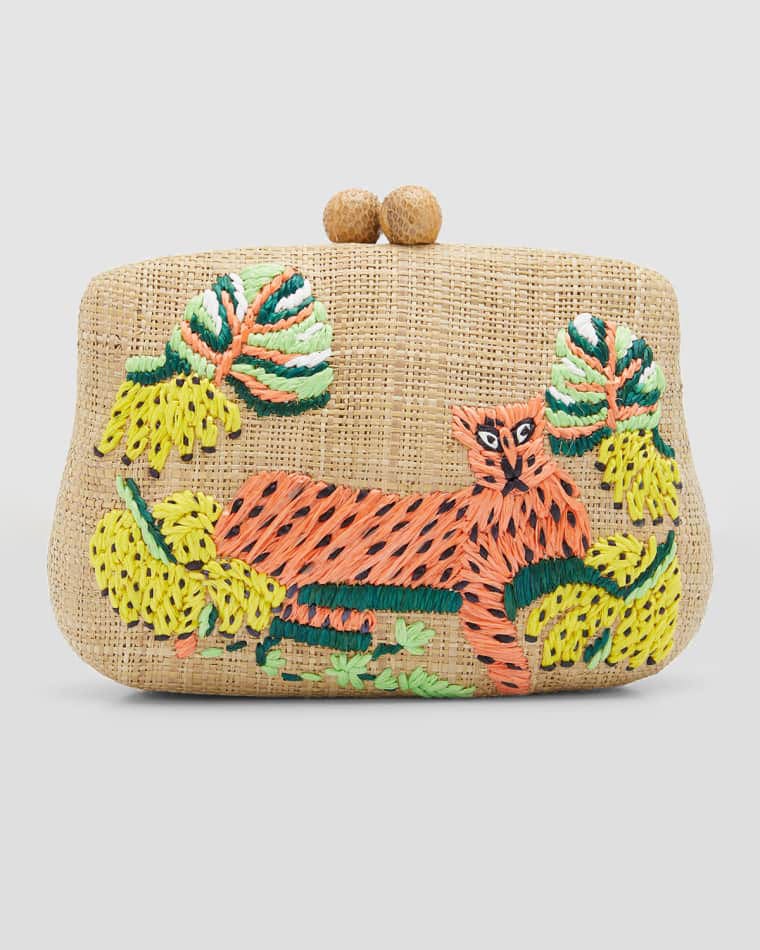 Serpui Raven Bun Straw Crossbody Bag | Neiman Marcus