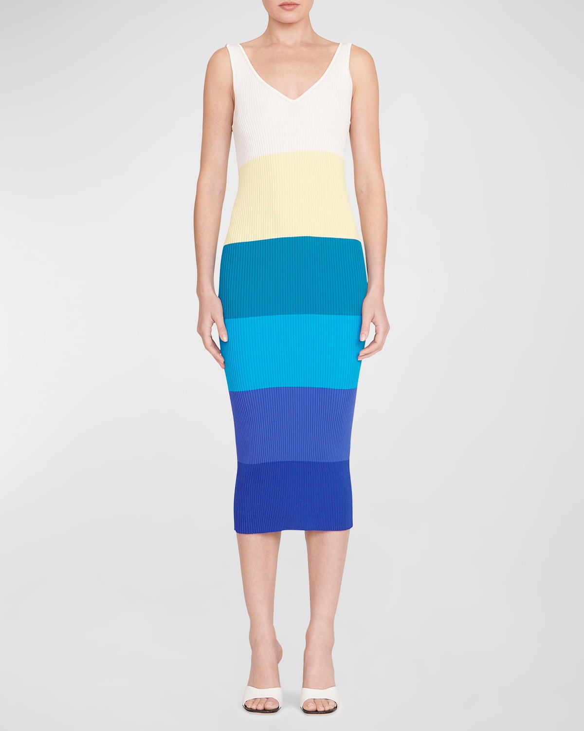 Staud Dana Sleeveless Colorblock Maxi Dress | Neiman Marcus