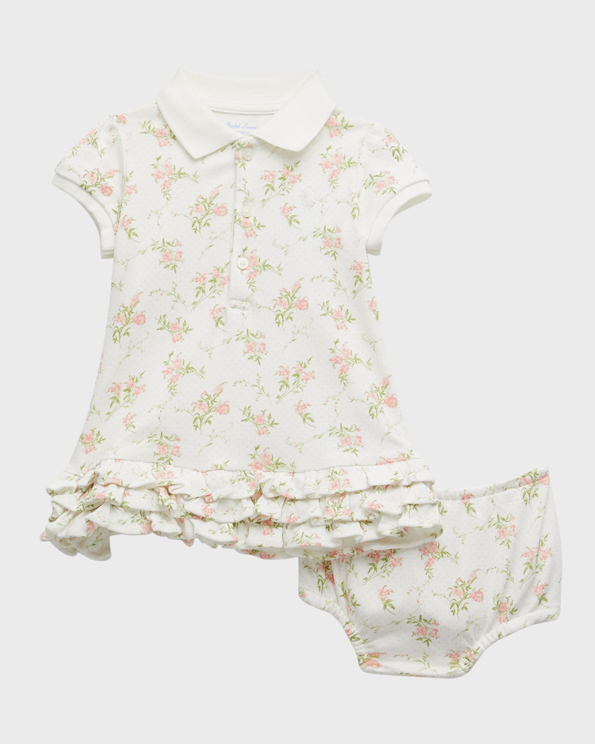 Ralph Lauren Childrenswear Logo Embroidery Ruffle Hem Polo Dress With ...