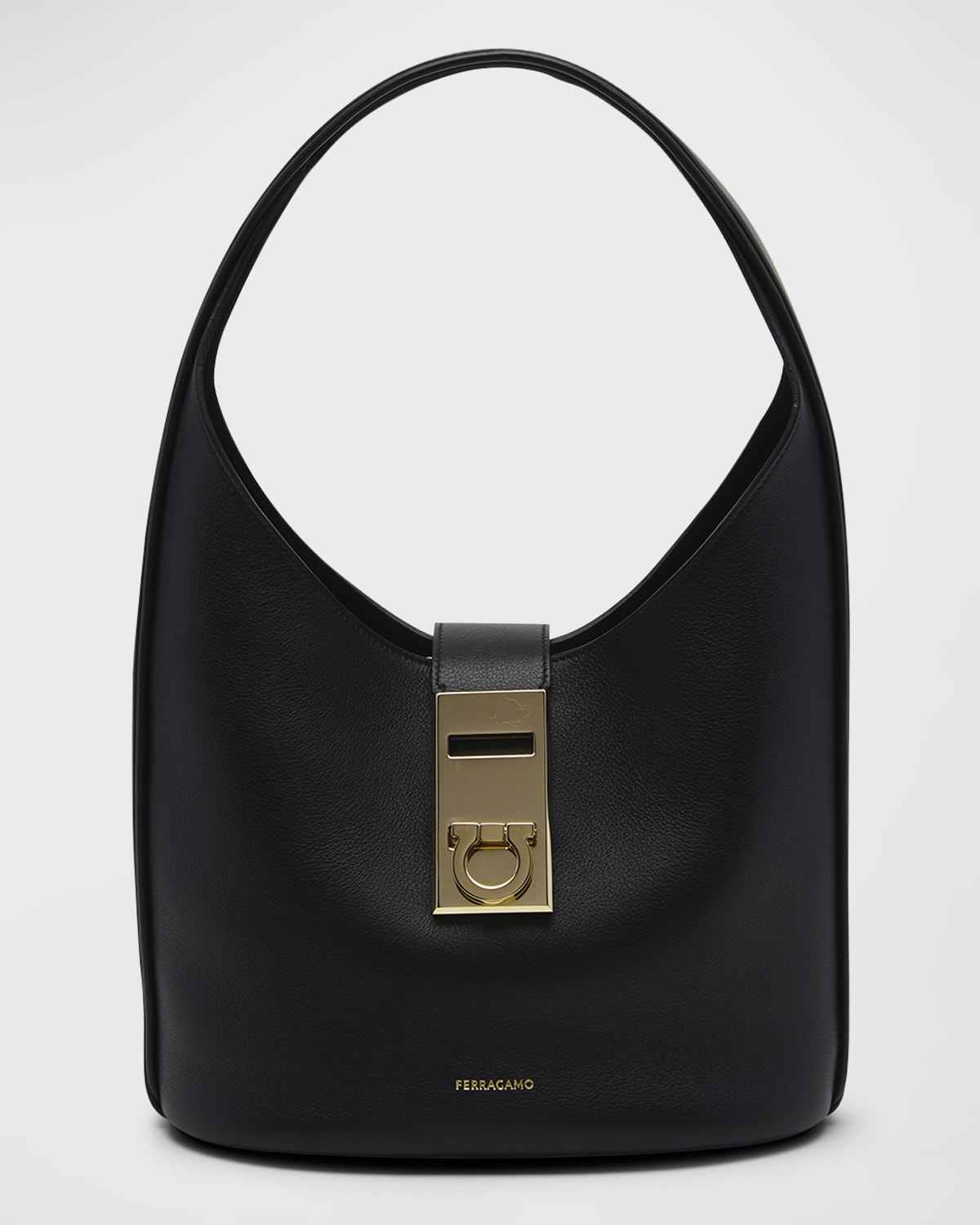 Ferragamo Archive Gancio Leather Hobo Bag | Neiman Marcus