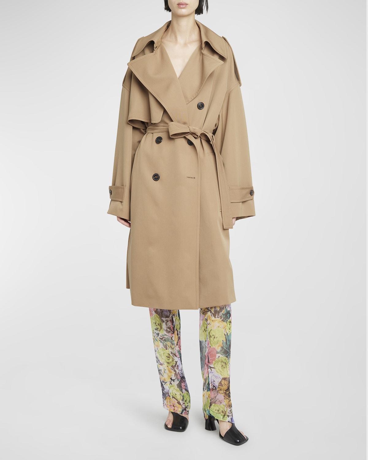 CALLAS Milano Belted Double-Breasted A-Line Trench Coat | Neiman Marcus