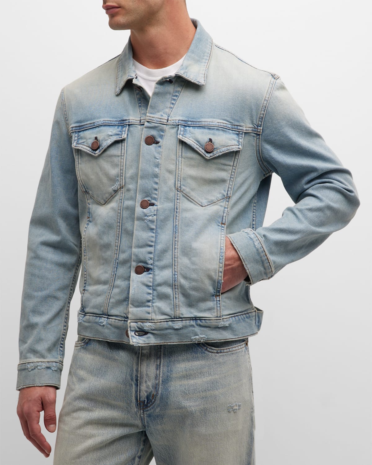 monfrere Men's Dean Printed Denim Trucker Jacket | Neiman Marcus