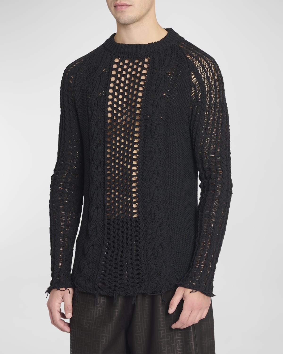 Balmain Men's Logo Intarsia Sweater | Neiman Marcus