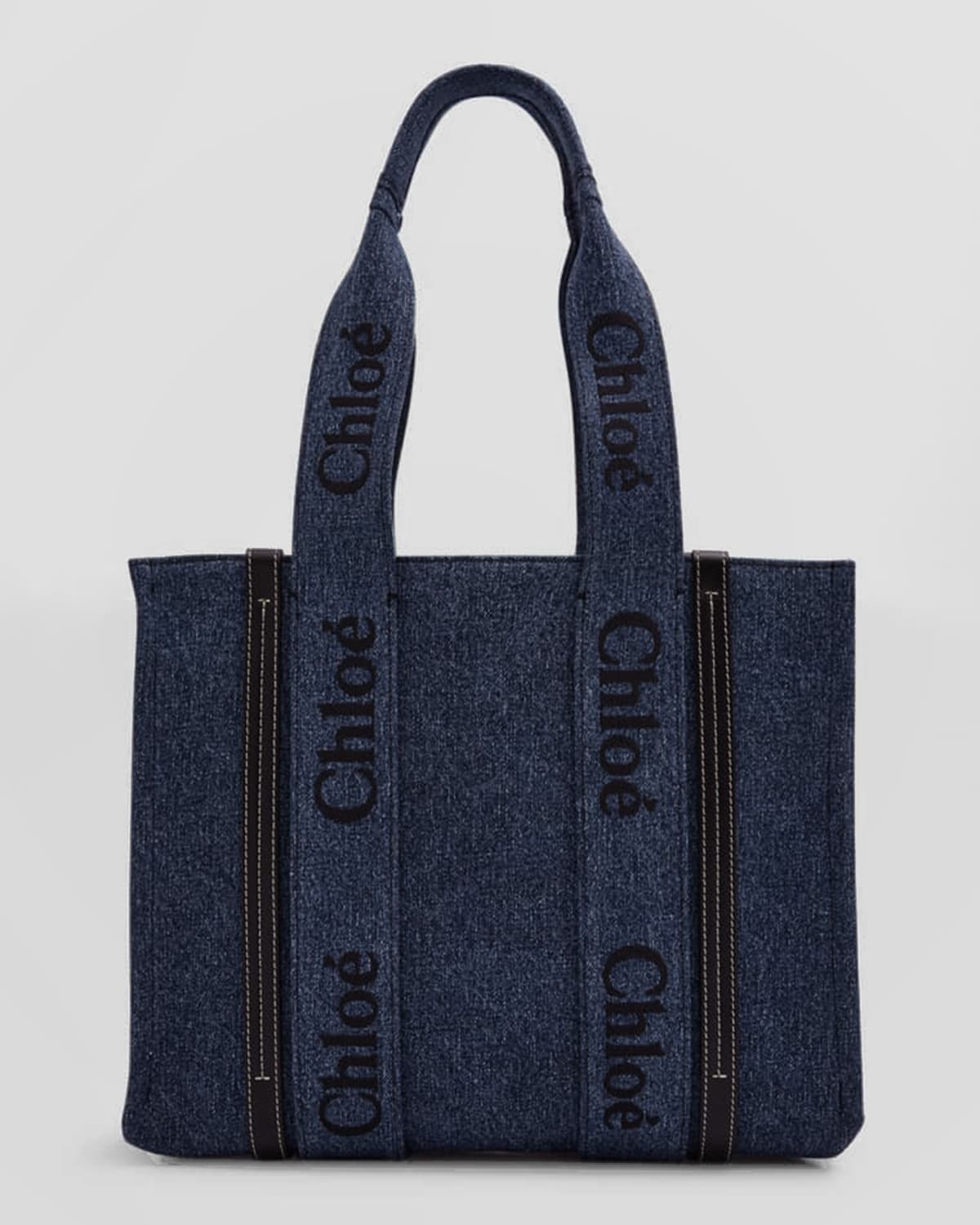 Chloe Woody Medium Linen Tote Bag | Neiman Marcus