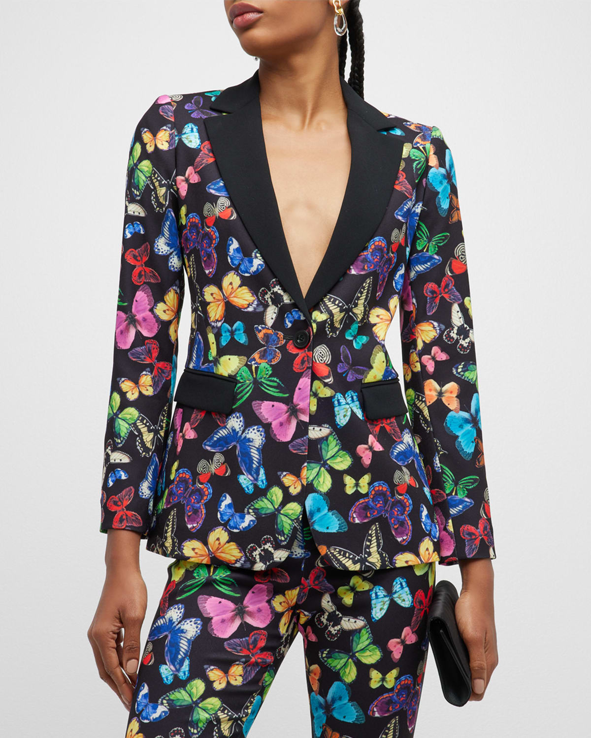 Alice + Olivia Breann Vegan Leather Snake Long Fitted Blazer | Neiman ...