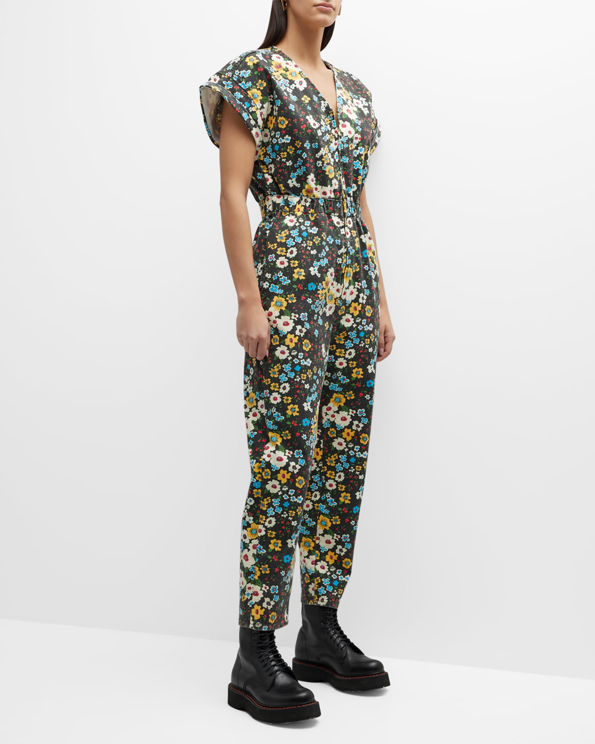 MOTHER The Racer Denim Jumpsuit | Neiman Marcus