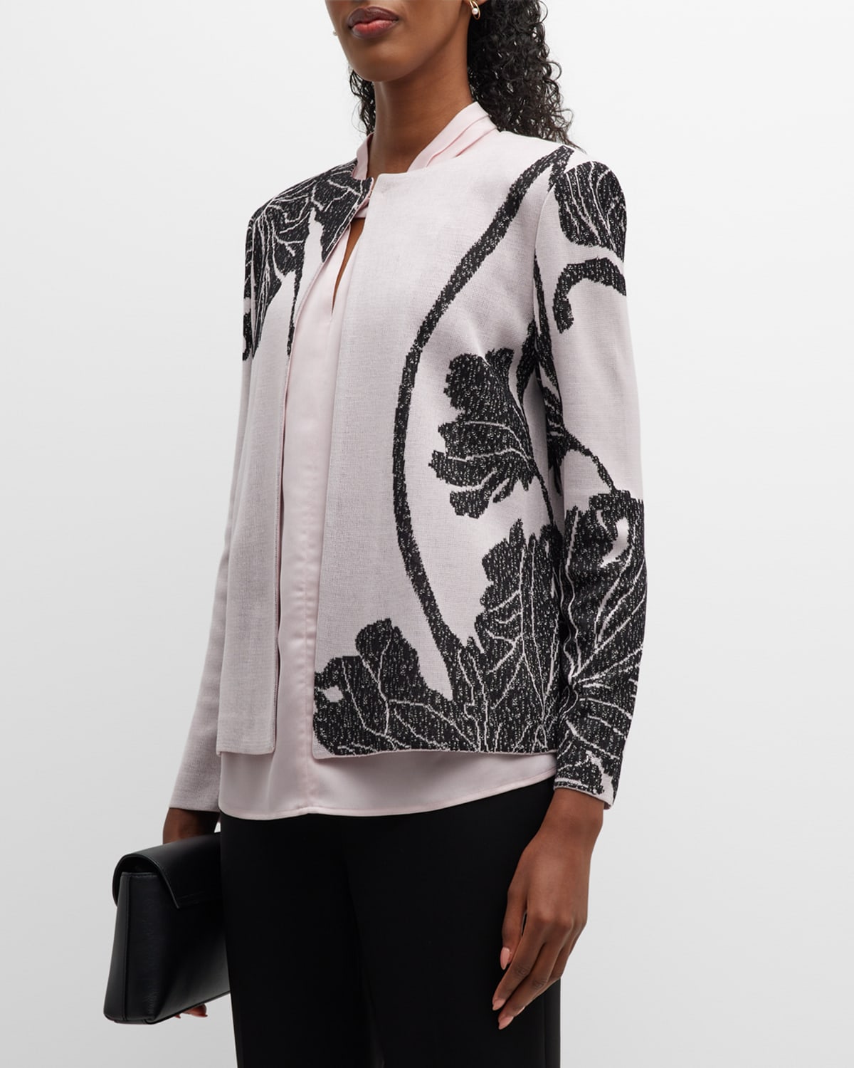 Misook Soft Burnout Knit Jacket with Shoulder Pads | Neiman Marcus