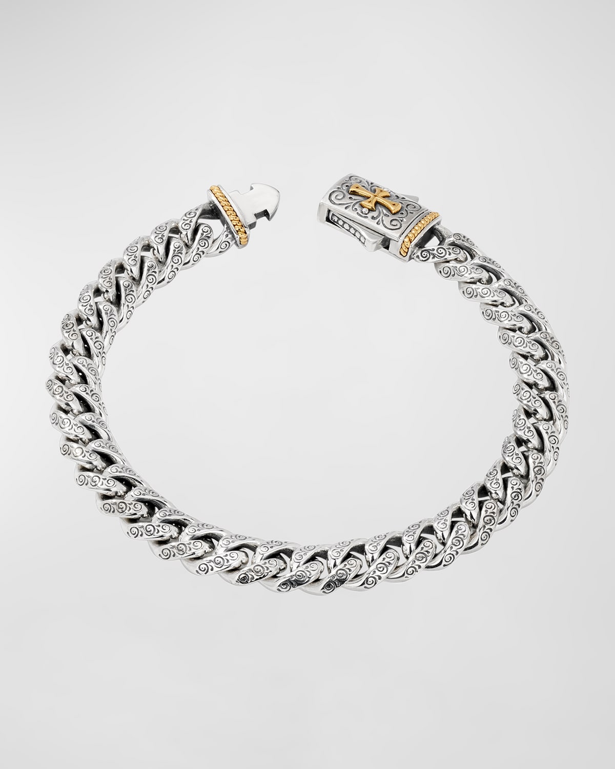 Konstantino Men's Engraved Silver Chain Bracelet with 18k Gold | Neiman ...