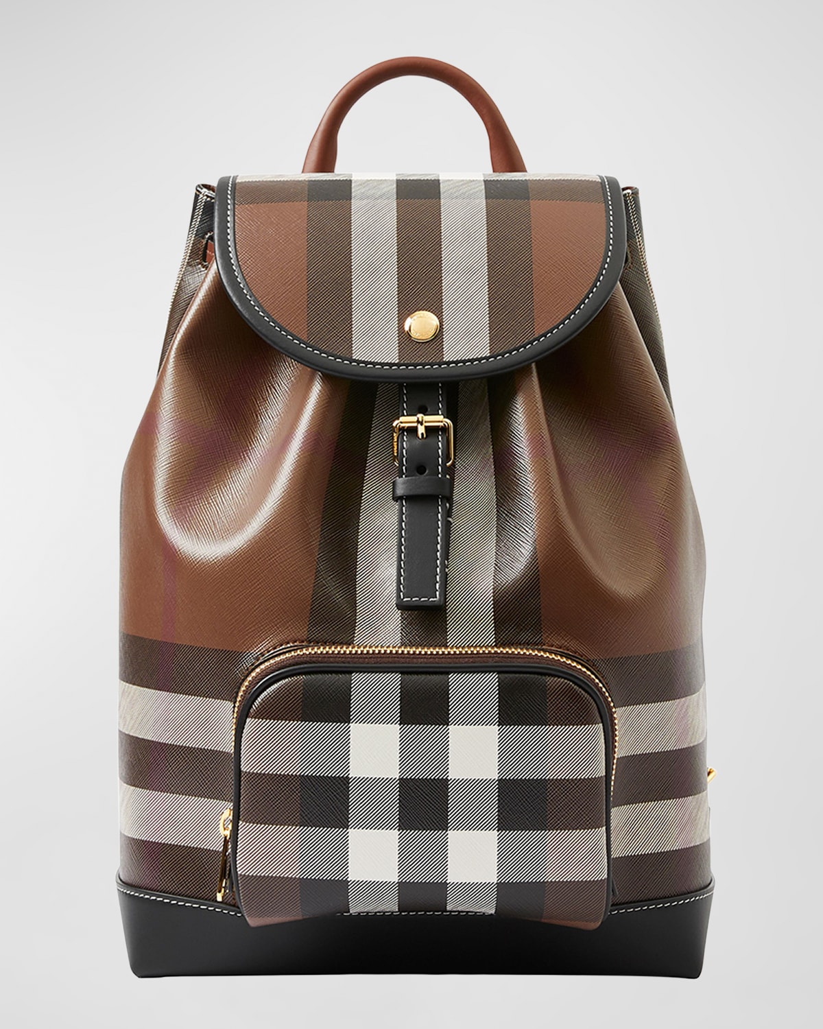 Burberry Micro Check Canvas & Leather Backpack | Neiman Marcus