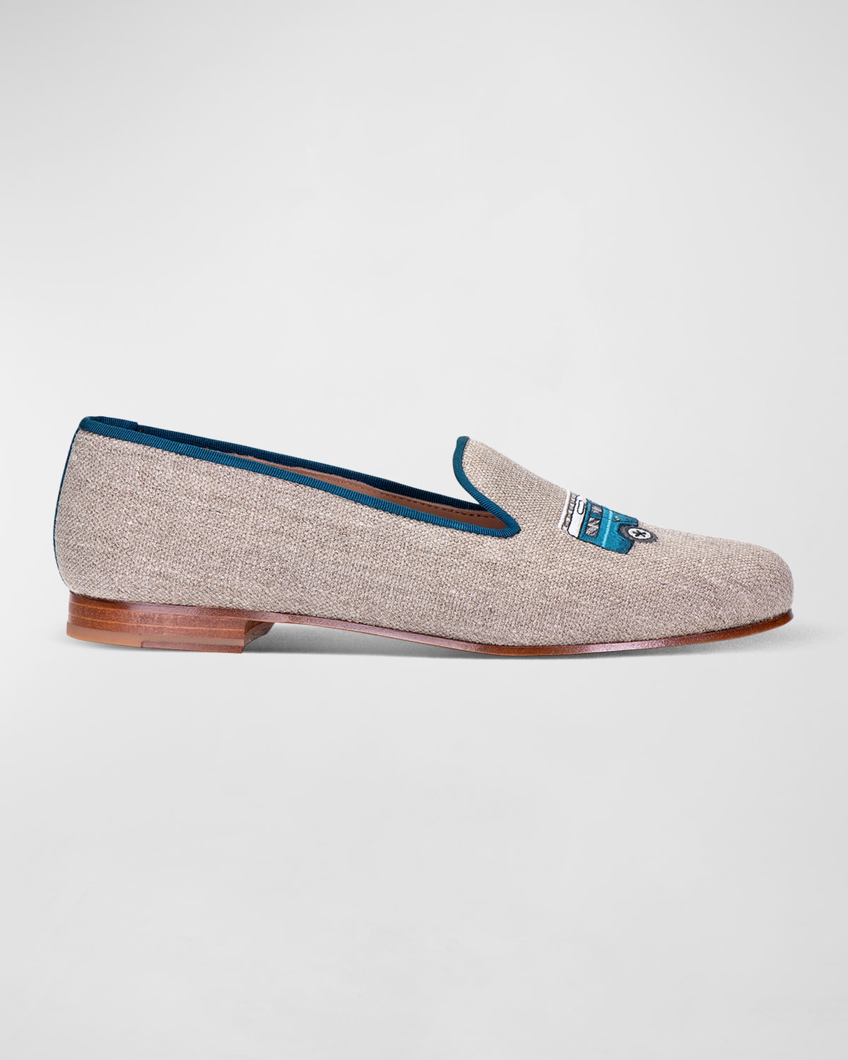 Stubbs and Wootton Men's Embroidered Car Linen Smoking Slippers ...