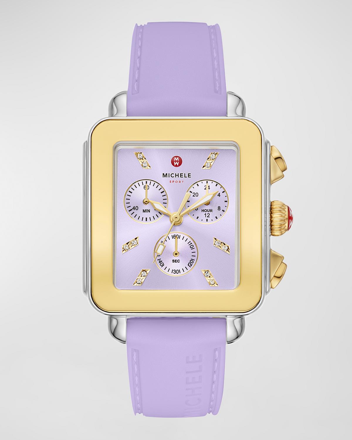 MICHELE Deco Sport Two-Tone Silicone Strap Watch | Neiman Marcus