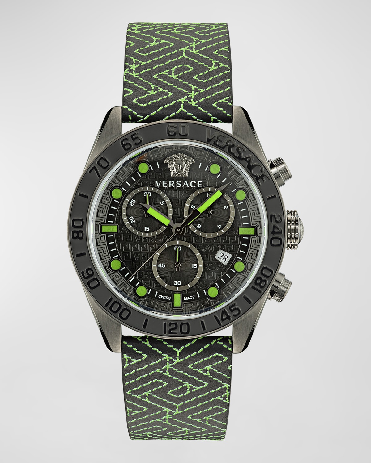 Versace Men's Greca Dome Chronograph Leather Strap Watch, 43mm | Neiman ...