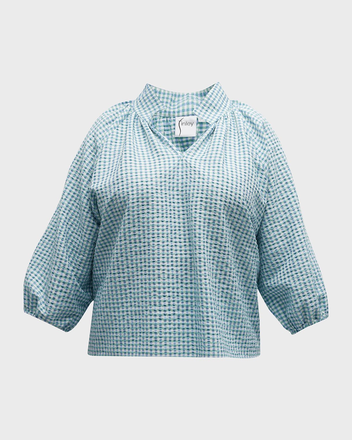 Finley Plus Size Rex Animal-Print Blouson-Sleeve Top | Neiman Marcus