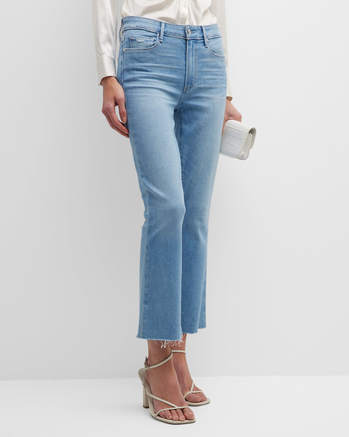 RECTO High Rise Flared Raw Hem Jeans | Neiman Marcus