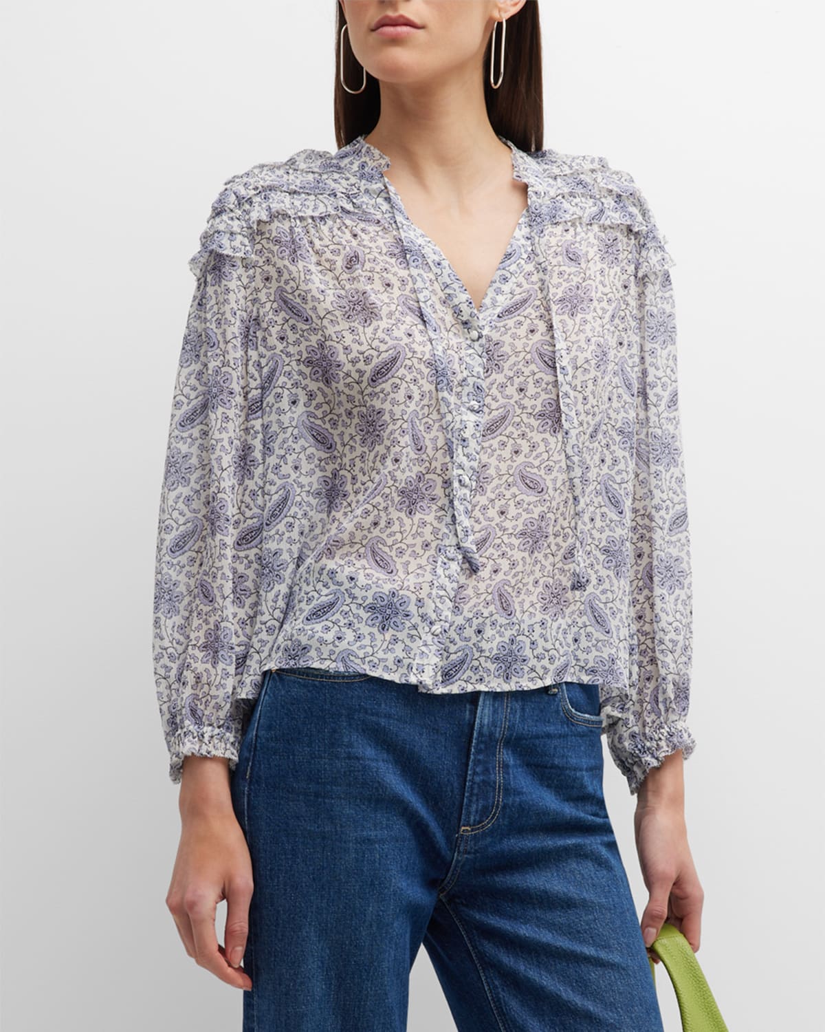 PAIGE Katya Long-Sleeve Ruffled Blouse | Neiman Marcus