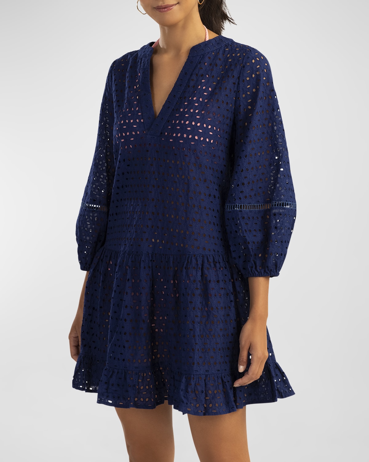Alice + Olivia Blakesley Balloon-Sleeve Embroidered Mini Dress | Neiman ...