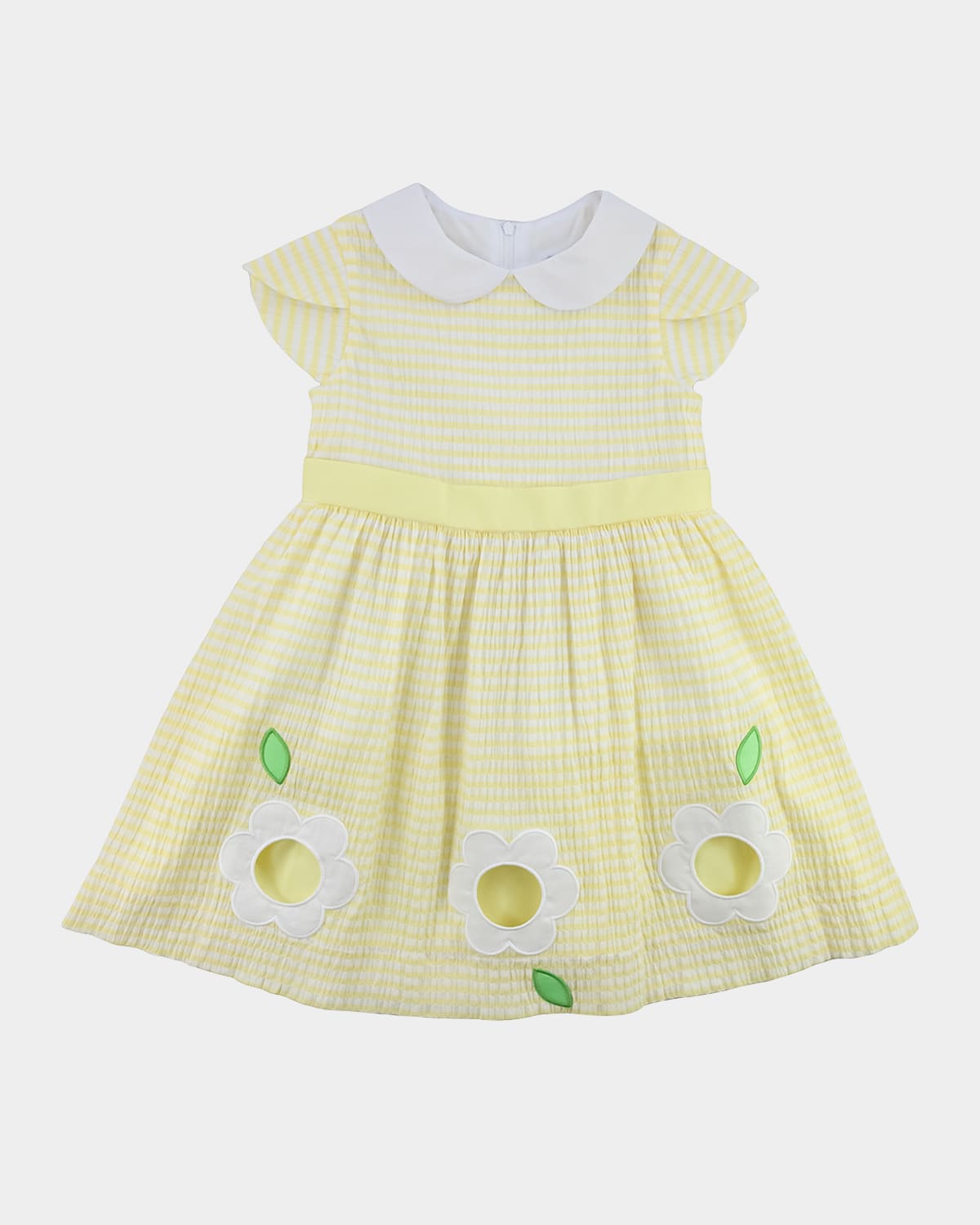 Florence Eiseman Girl's Flower-Embroidered Plaid Seersucker Dress with ...