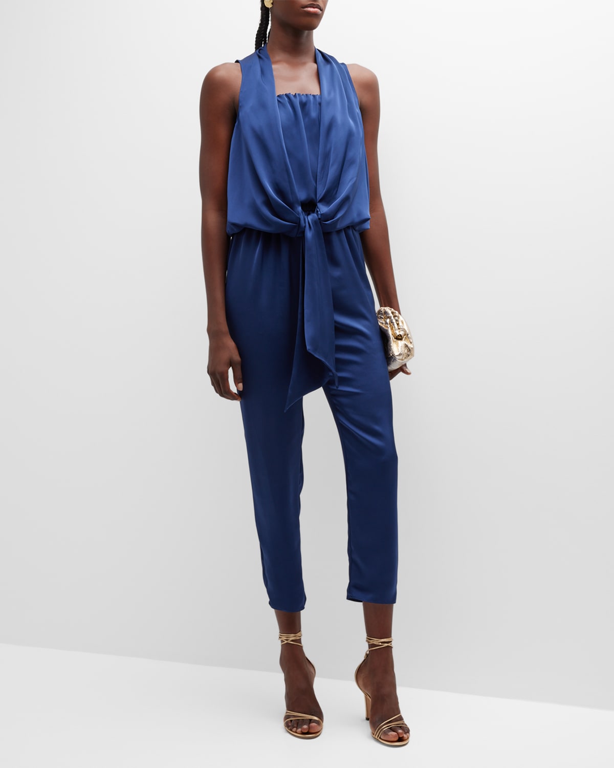 Ramy Brook Maddy Satin Halter Jumpsuit | Neiman Marcus