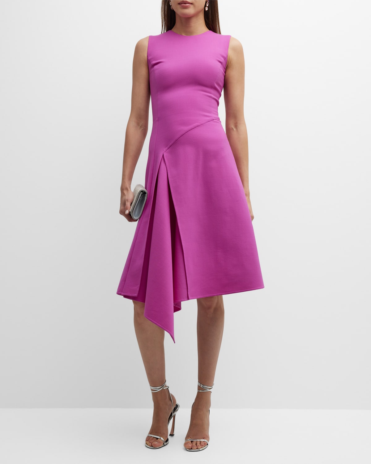 Oscar de la Renta Wool-Blend Short Dress with Pleated Detail | Neiman ...