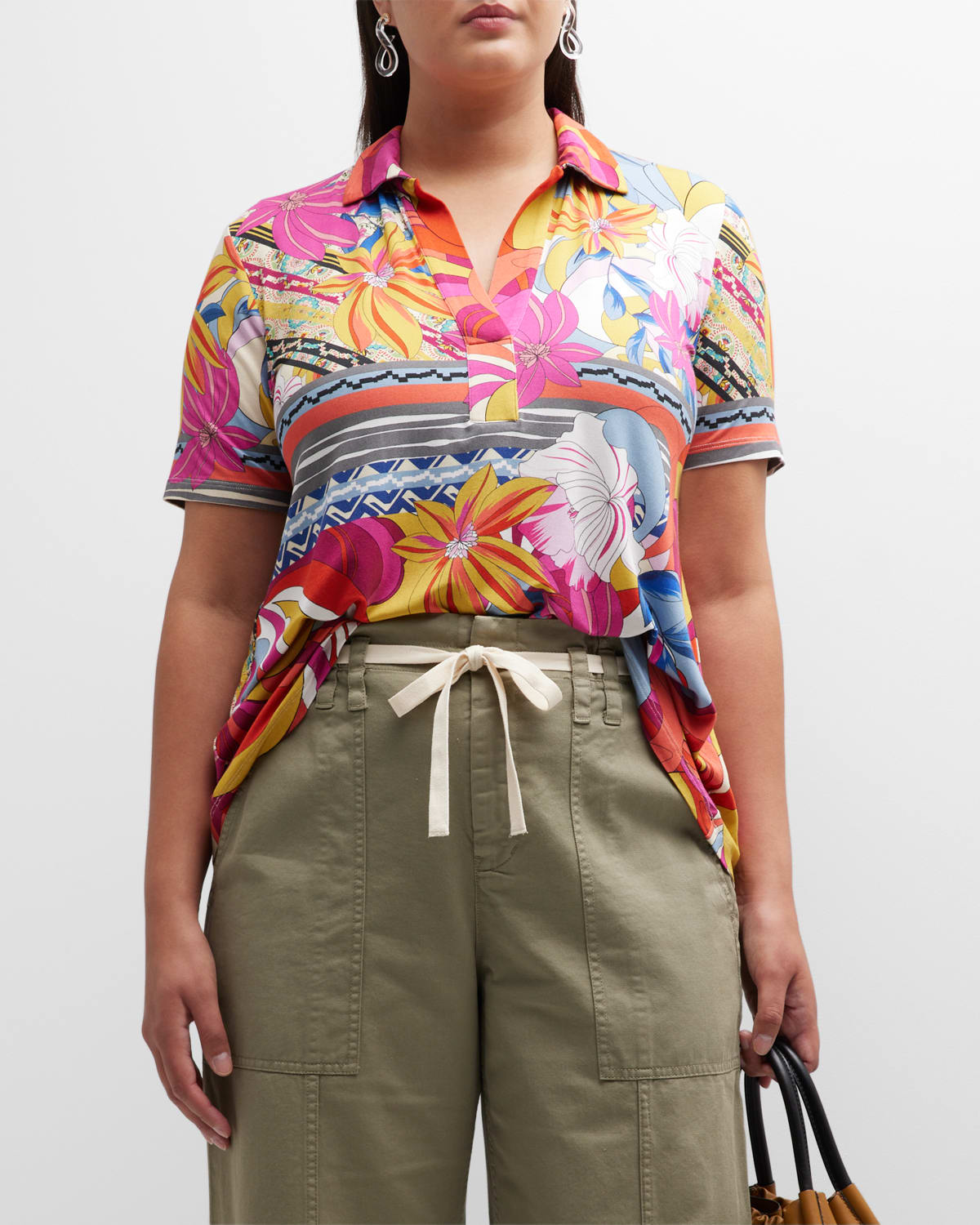 Johnny Was Rachel May Floral-Print Swing Polo | Neiman Marcus