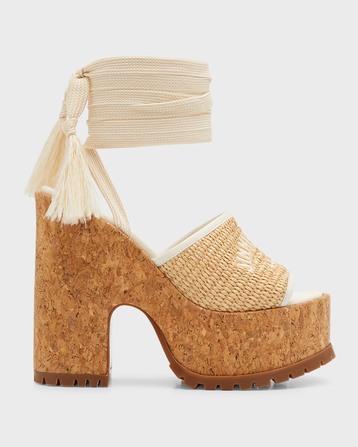 Jimmy Choo Delilah Raffia Ankle-Strap Platform Sandals | Neiman Marcus
