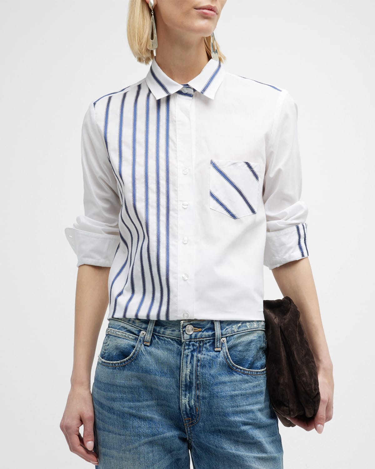 Finley Teigen Striped Seersucker Button-Down Shirt | Neiman Marcus