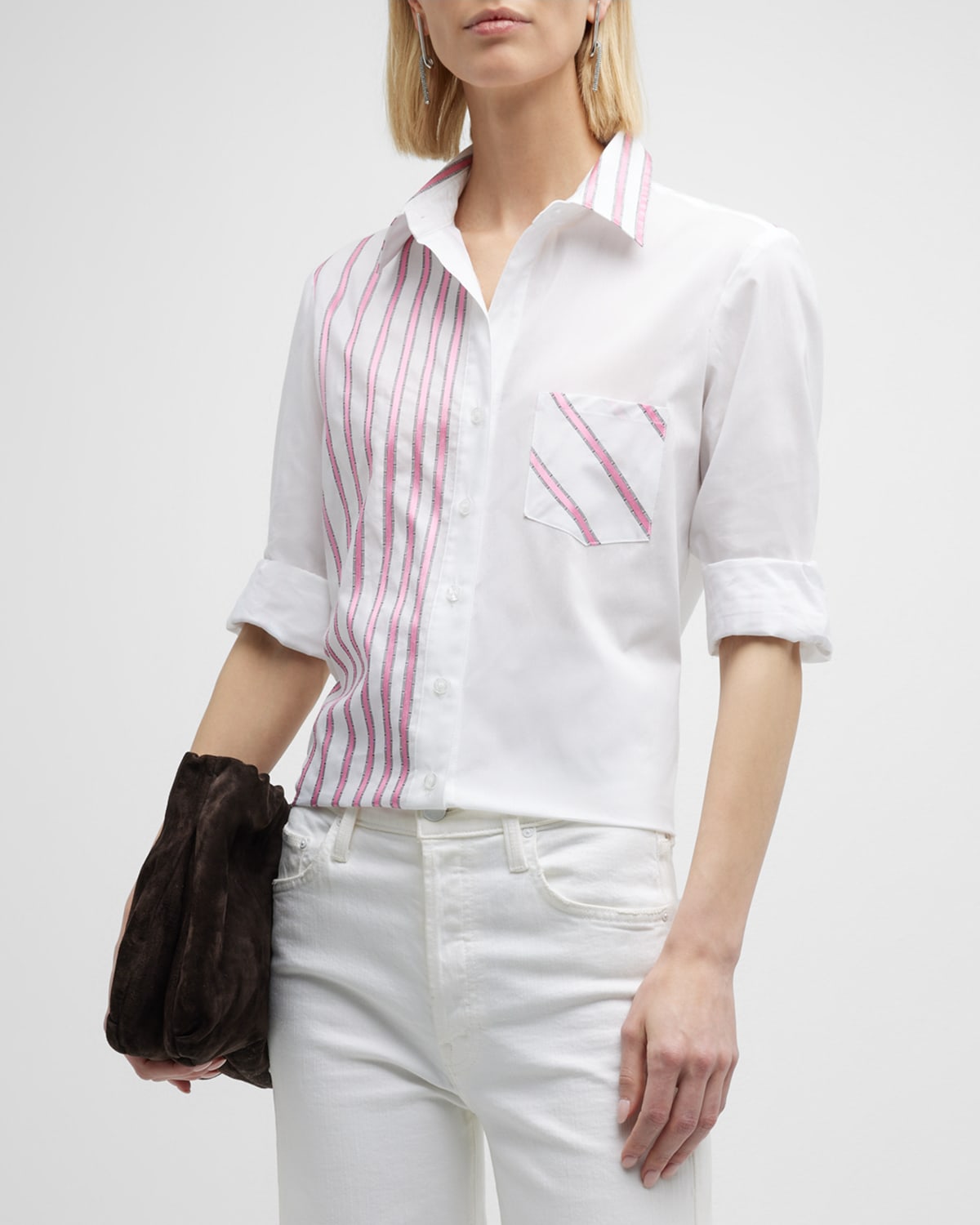 Finley Rachel Striped Split-Cuff Button-Down Shirt | Neiman Marcus