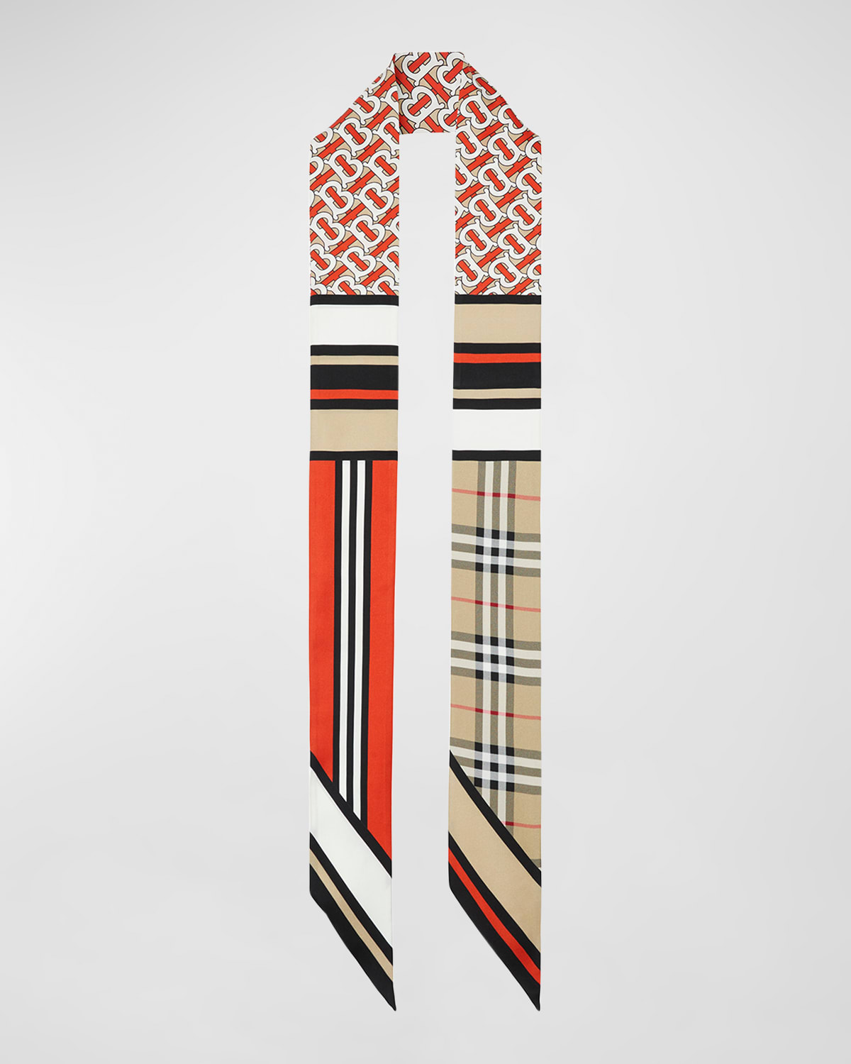 Burberry Triple TB Vintage Check Skinny Scarf | Neiman Marcus