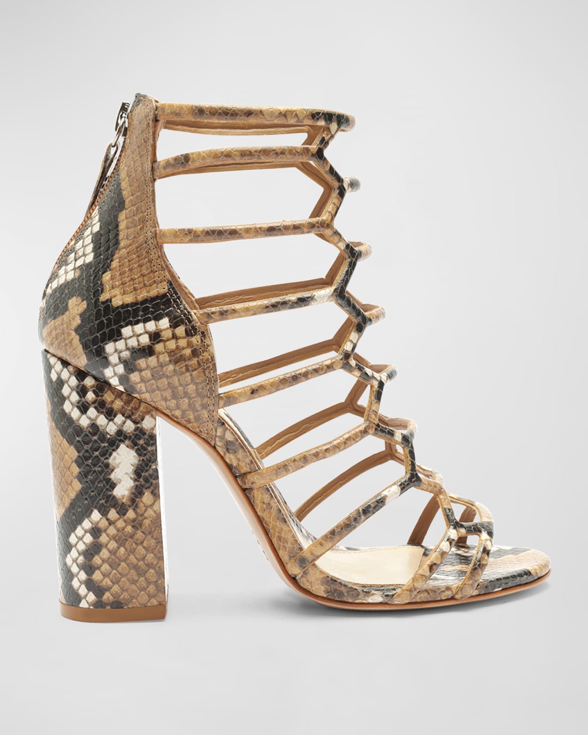 Schutz Mahi Caged Block-Heel Sandals | Neiman Marcus