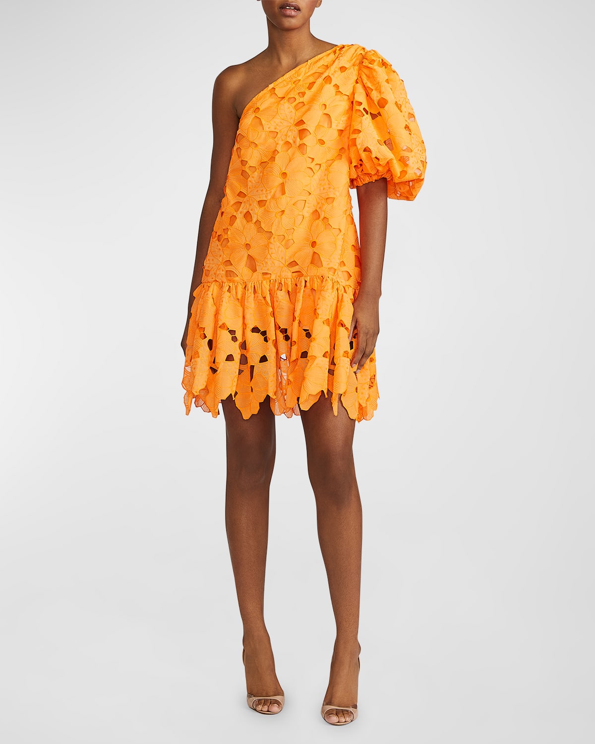 Zac Posen Floral Embroidered Long Sleeve Mini Dress | Neiman Marcus