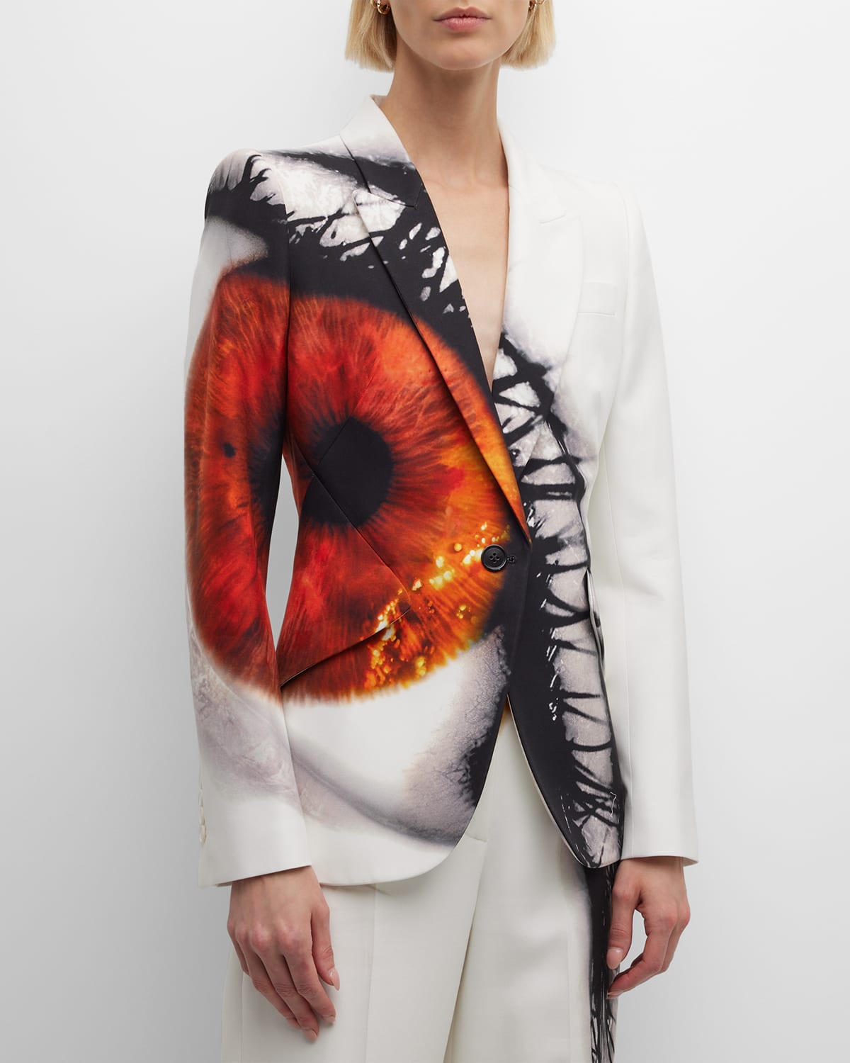 Alexander McQueen Eye-Print Double-Breasted Blazer Jacket | Neiman Marcus