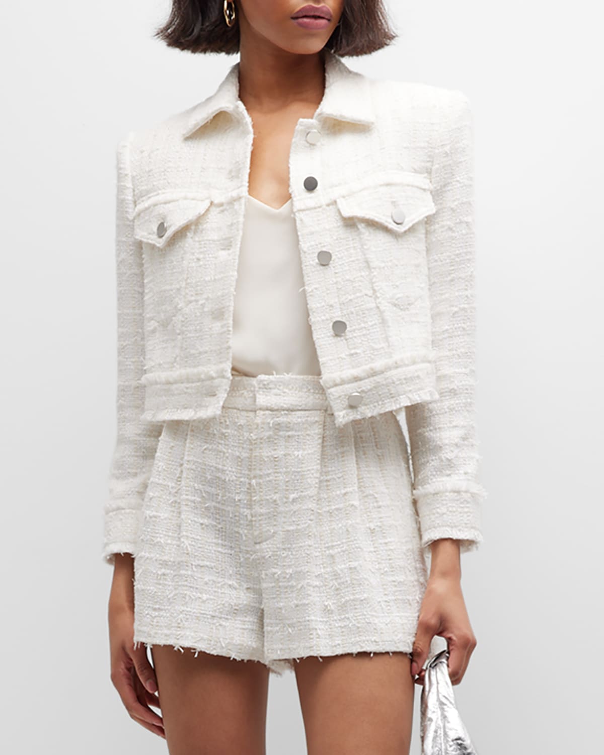 Alice Olivia Renae Tweed Cropped Jacket Neiman Marcus