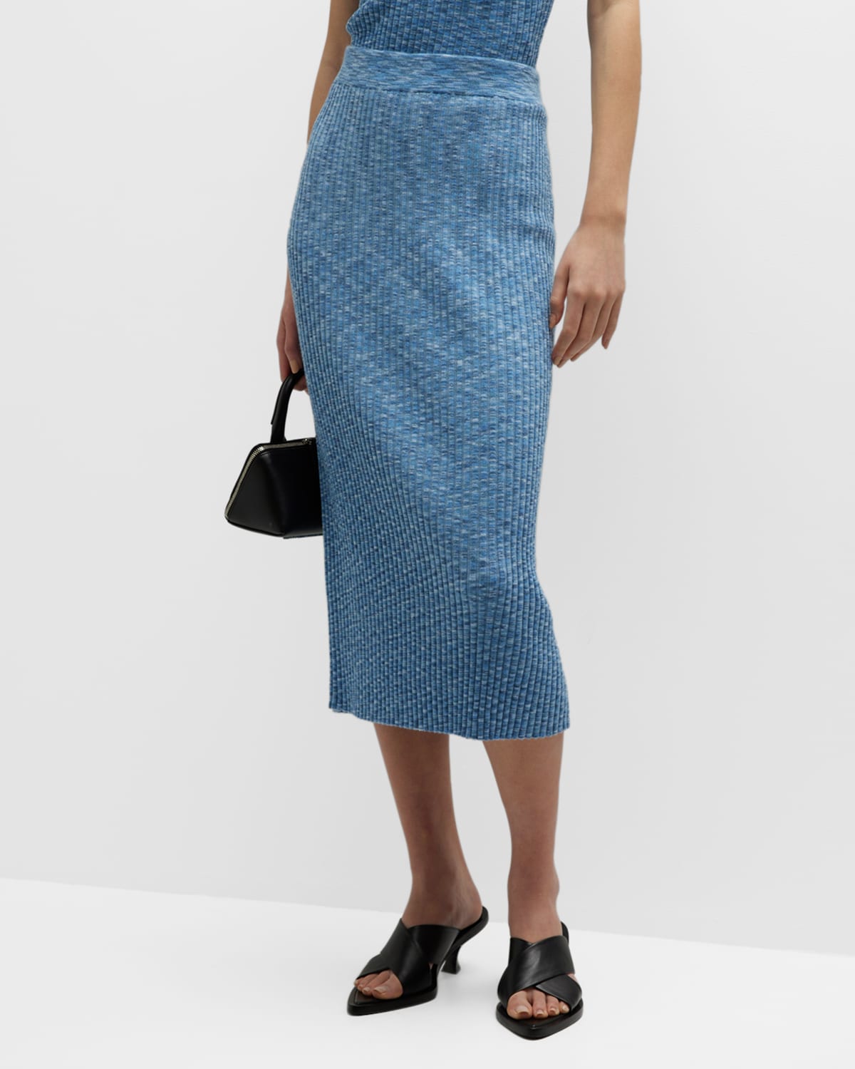 Vince Ribbed-Knit Midi Skirt | Neiman Marcus