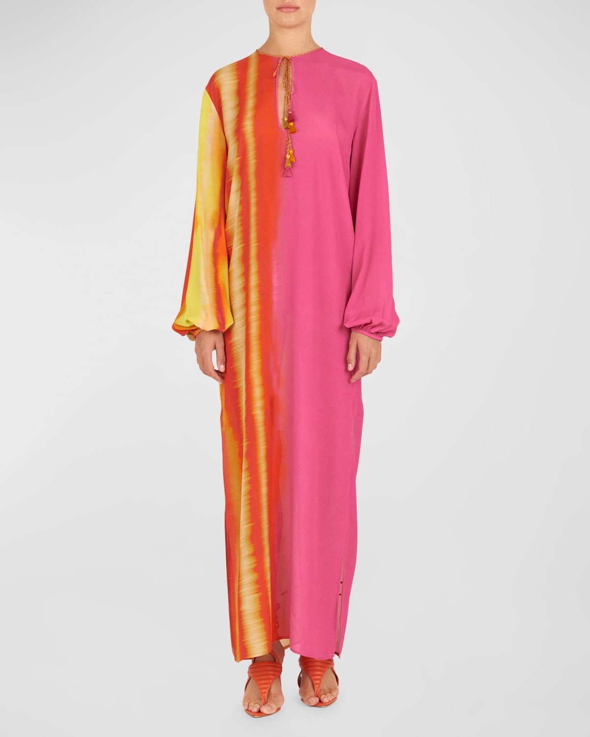Silvia Tcherassi Monferrato Blouson-Sleeve Tunic Maxi Dress | Neiman Marcus