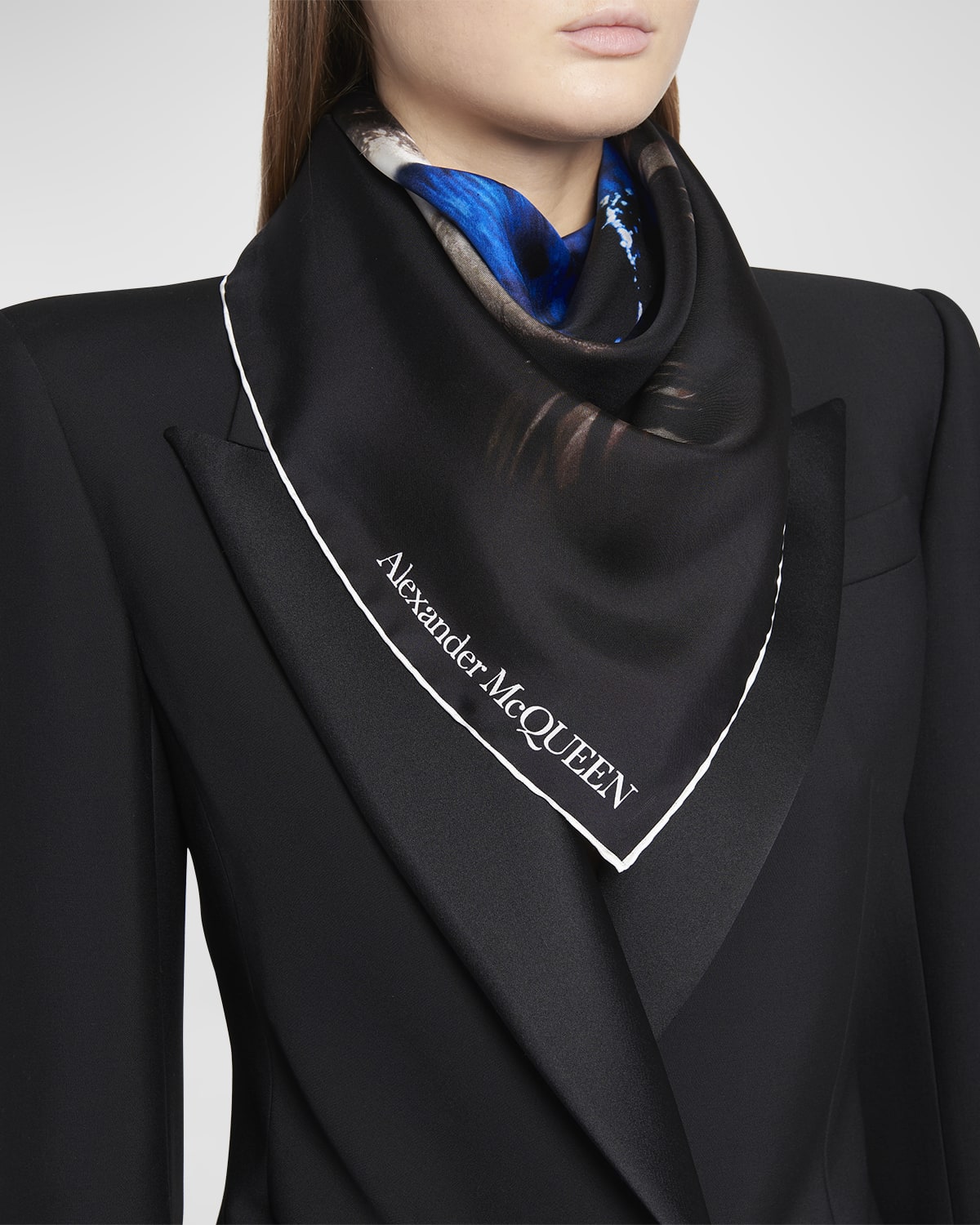 Alexander McQueen Skull FO Biker Silk Square Scarf | Neiman Marcus