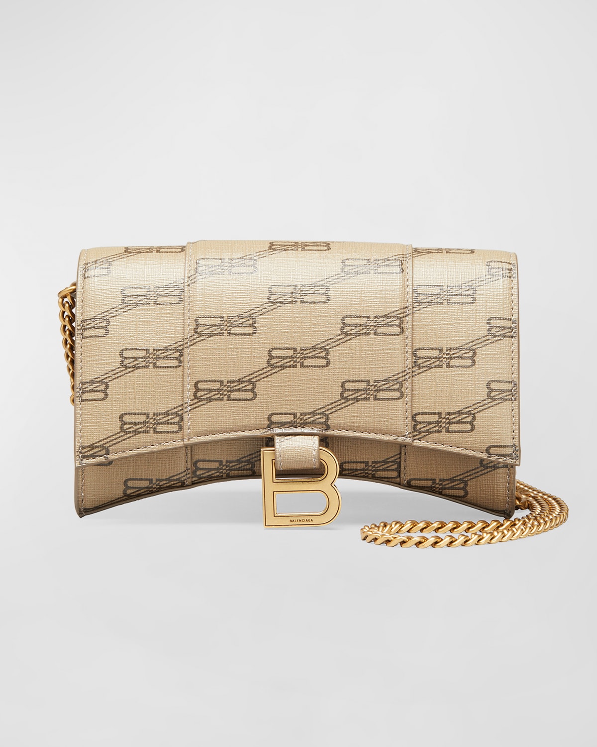 Balenciaga Hourglass BB Monogram Wallet on Chain | Neiman Marcus